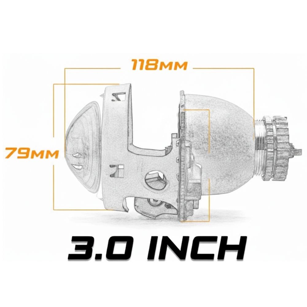 Pair of 3-Inch Hella Projector Headlights with H4 Socket and High ...